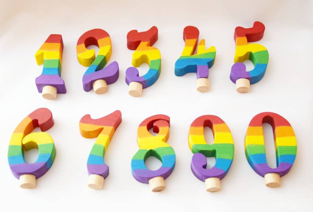 Rainbow Numbers Ring Ornaments, Ring Ornament Number Set, Celebration ...