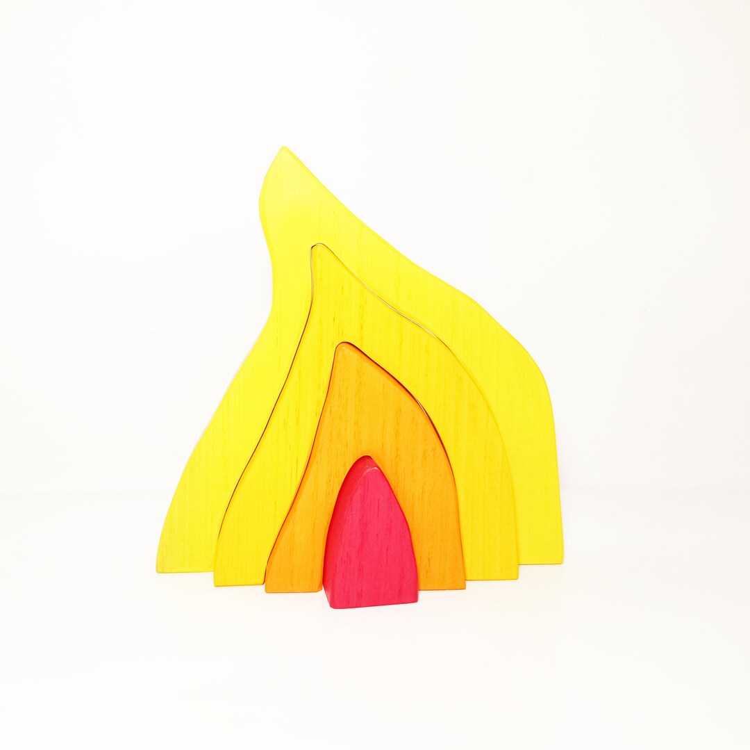 Fire Stacker, Wooden Stacking Toy, Wooden Stacker, Nesting Toy, Fire ...