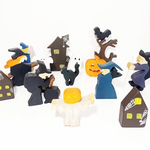 Halloween Wooden Toy Set, Halloween Play Scene, Witches Wooden Toy ...