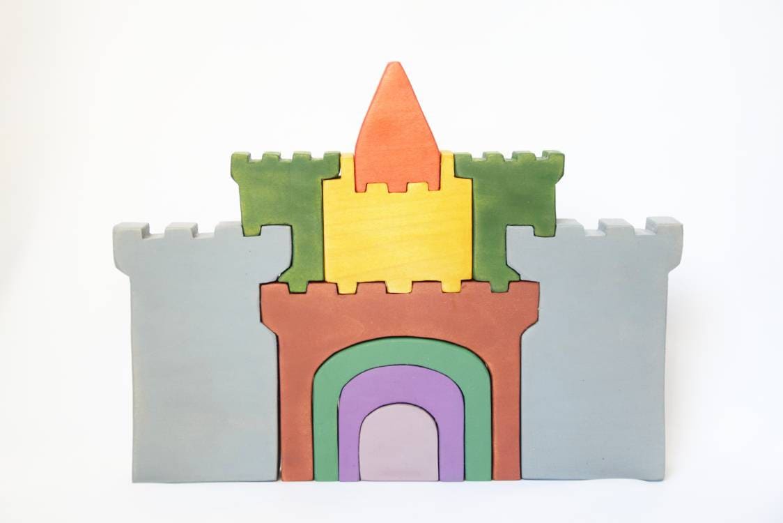 Wooden Castle Stacking Wooden Castle Stacking Toy Wooden - Etsy