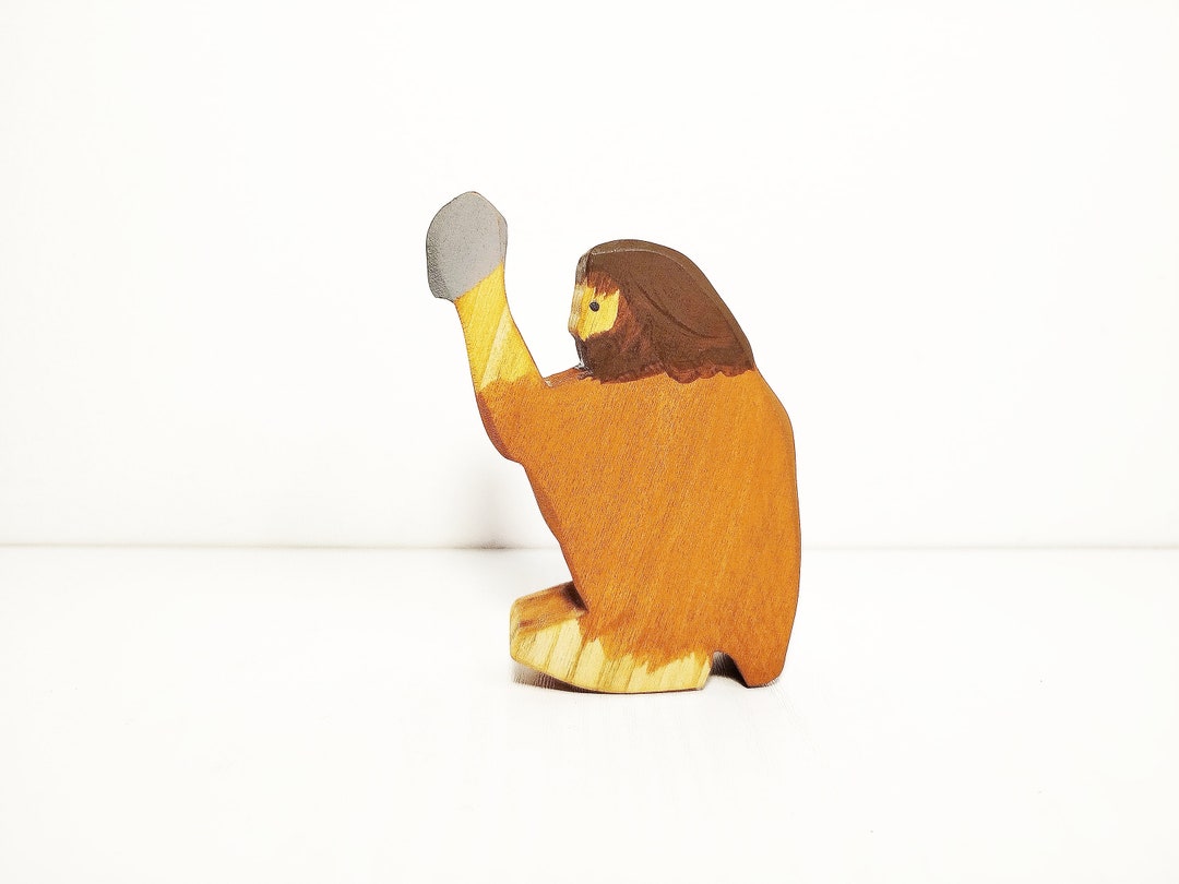 Caveman With Rock Wooden Toy Figurine, Eco-friendly, Heirloom Quality ...