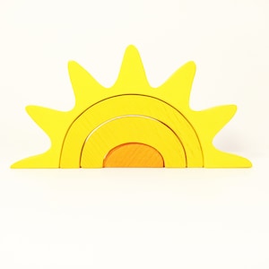 Sun Stacker Wooden Toy, Wooden Stacking Sun, Sunrise Wooden Toy Stacker ...
