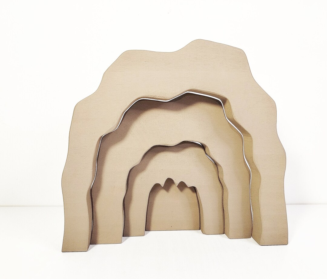 Cave Wooden Toy Stacker Play Scene, Waldorf Inspired Wooden Toy ...