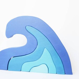 Wave Stacker, Wooden Wave Puzzle, Waldorf Toy, Water Stacker, Stacking ...