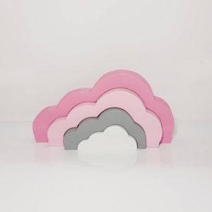 Pink Cloud Stacker, Wooden Stacking Waldorf Inspired Toy, Cloud Toy ...