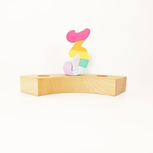 Number Three Pastel Rainbow Celebration Birthday Ring Ornament, Waldorf ...