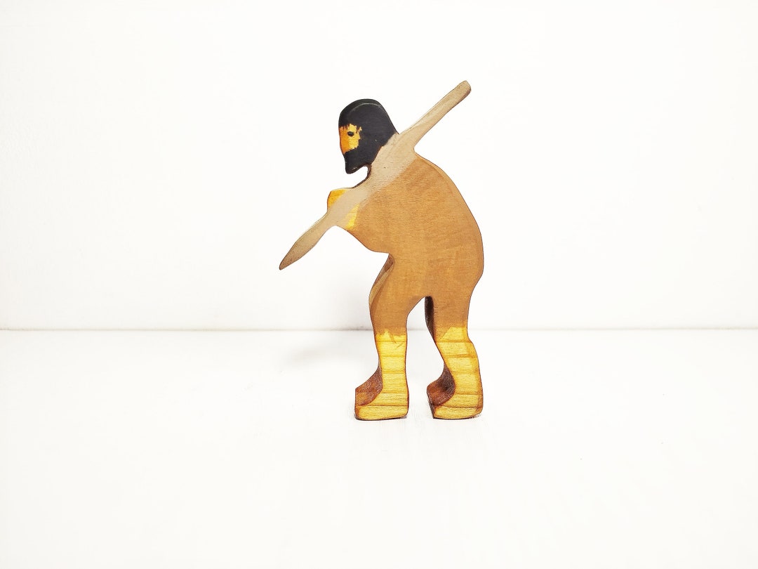 Caveman With Spear Wooden Toy Figurine, Waldorf Inspired Prehistoric ...