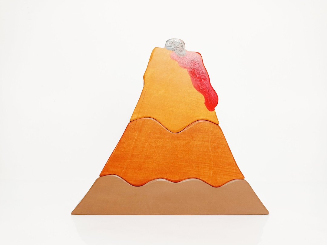 Volcano Wooden Stacker Toy, Stacking Volcano, Waldorf Inspired Toys ...