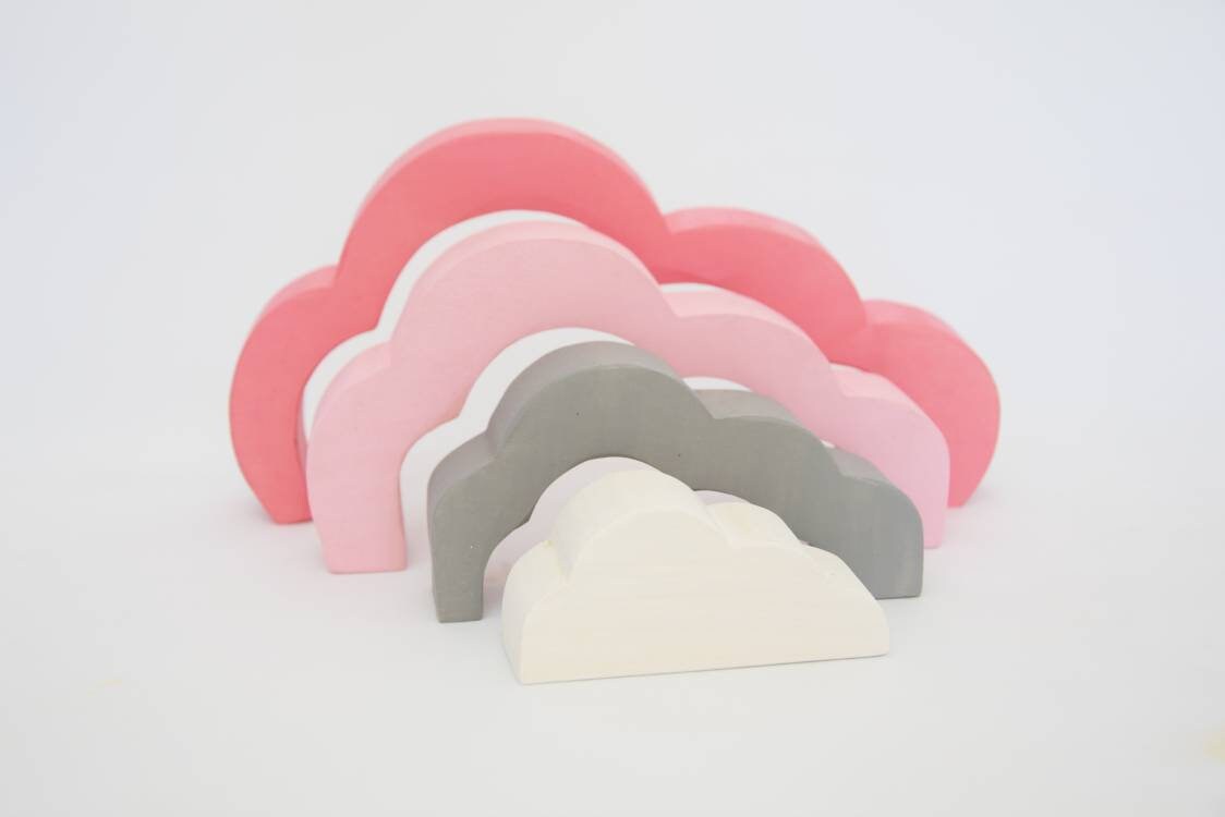 Pink cloud stacker wooden stacking waldorf inspired toy | Etsy