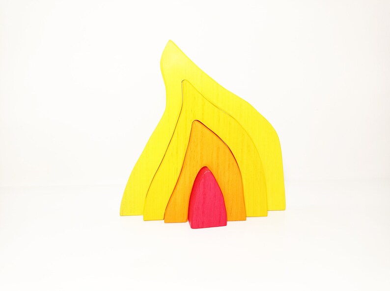 Fire Stacker, Wooden Stacking Toy, Wooden Stacker, Nesting Toy, Fire ...