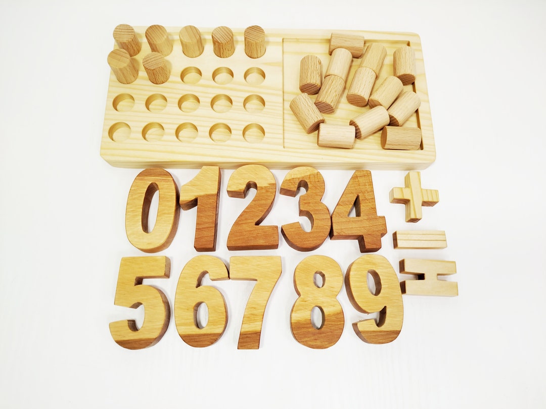 Wooden Number Board, Montessori Counting Tracing Board, Waldorf ...