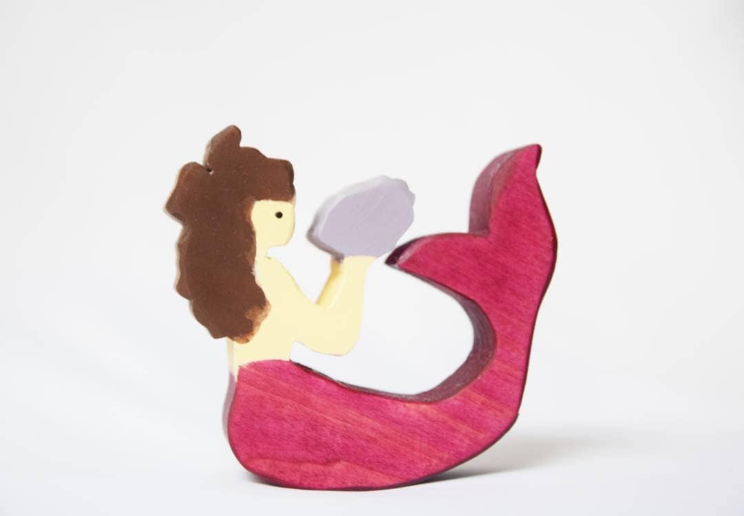 Mermaid wooden toy set wooden mermaids mermaid on the rock | Etsy