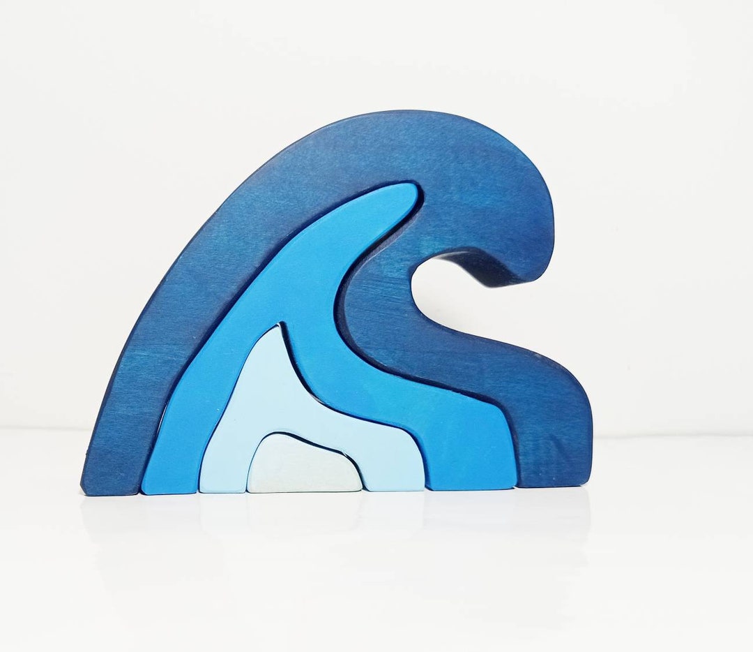 Small Wave Stacker, Wooden Wave Puzzle, Waldorf Toy, Water Stacker ...