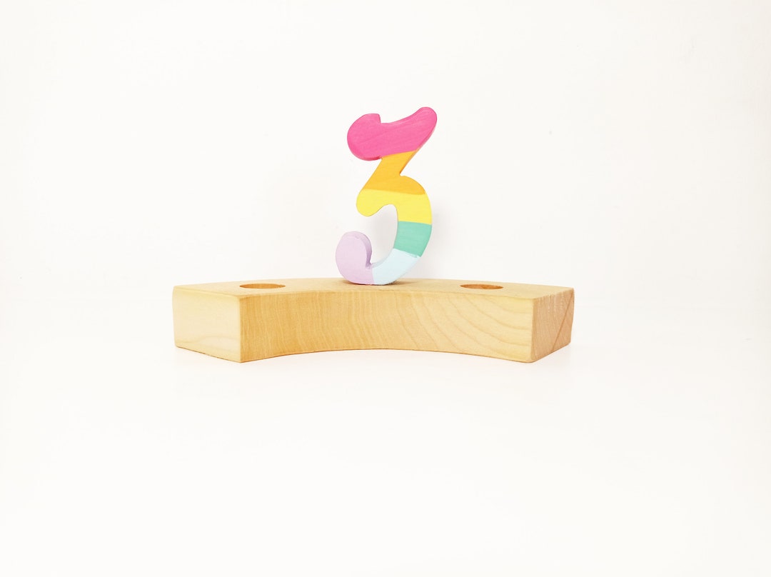 Number Three Pastel Rainbow Celebration Birthday Ring Ornament, Waldorf ...