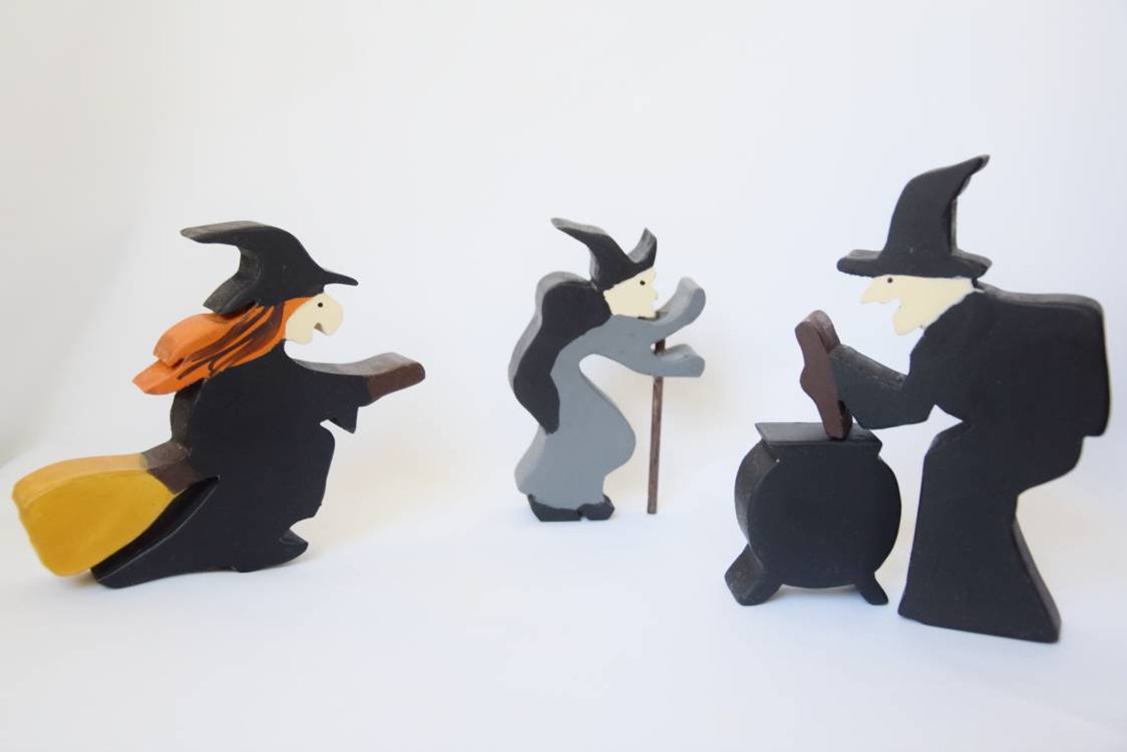 Halloween Witches Three Wooden Witches Waldorf Toy Set - Etsy