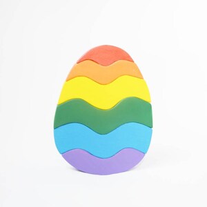 Wooden stacking egg rainbow stacker easter wooden toy | Etsy