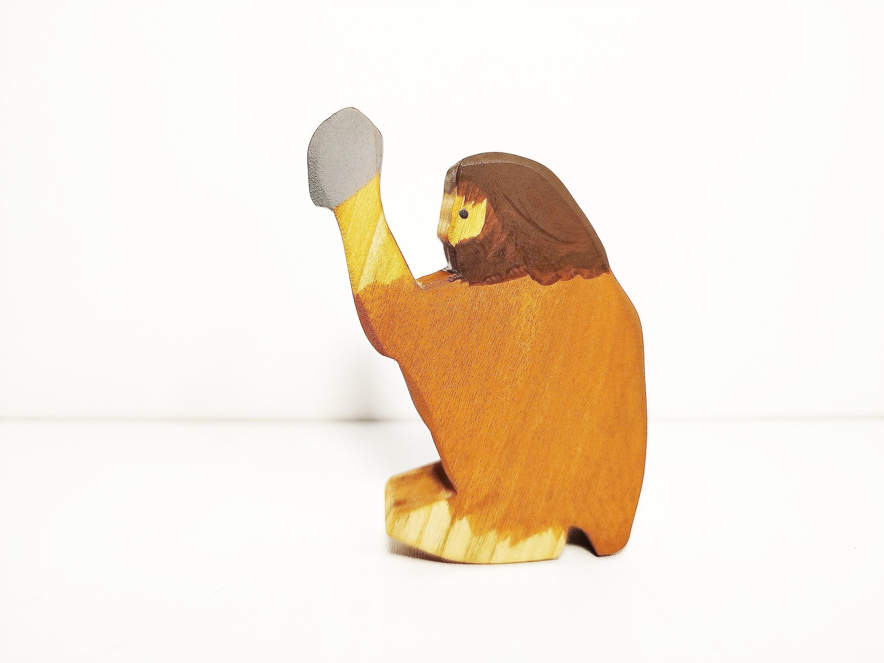 Caveman With Rock Wooden Toy Figurine, Eco-friendly, Heirloom Quality ...