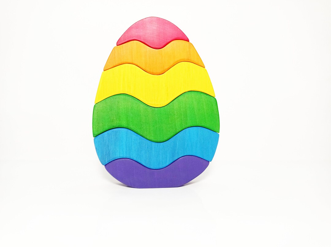 Wooden Stacking Egg, Rainbow Stacker, Easter Wooden Toy, Easter Gift ...