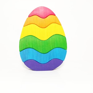 Wooden Stacking Egg, Rainbow Stacker, Easter Wooden Toy, Easter Gift ...