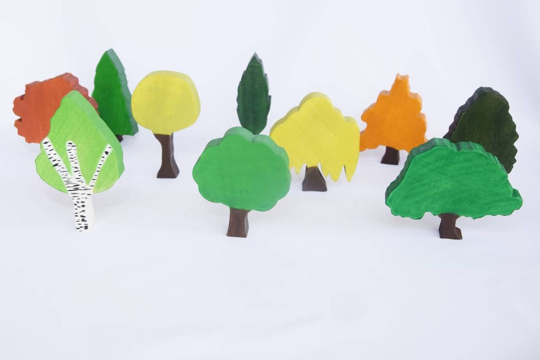 Wooden Trees Toy Set, Waldorf Wooden Toy Set, Trees Imaginative Play ...