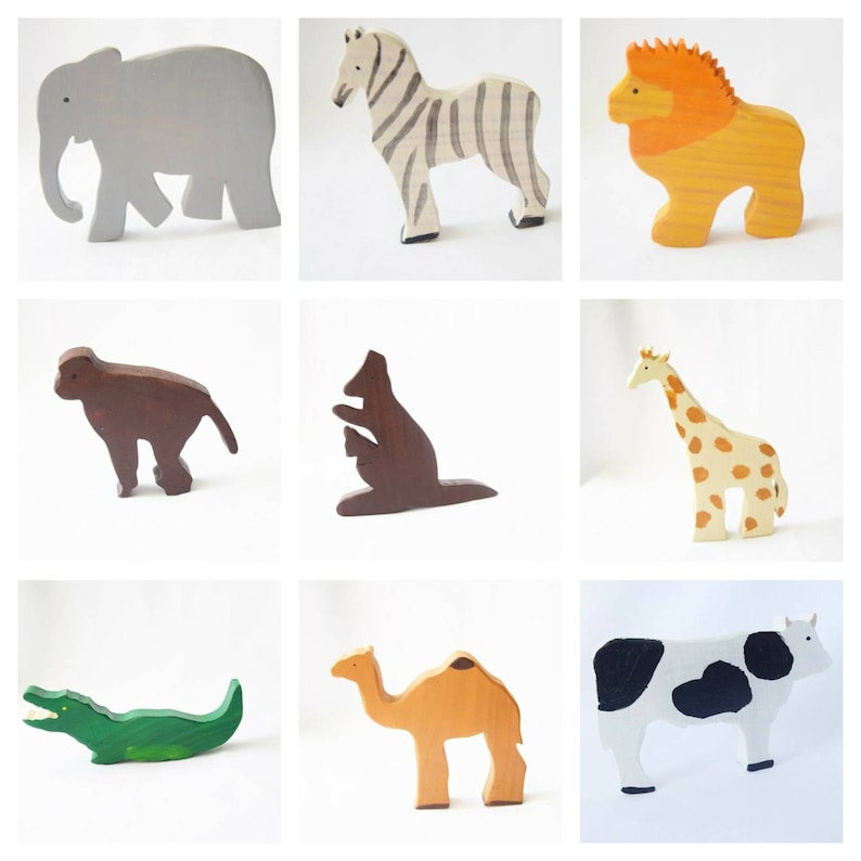 Wooden Animals Seven Animals of Choice Waldorf Toy Wooden - Etsy