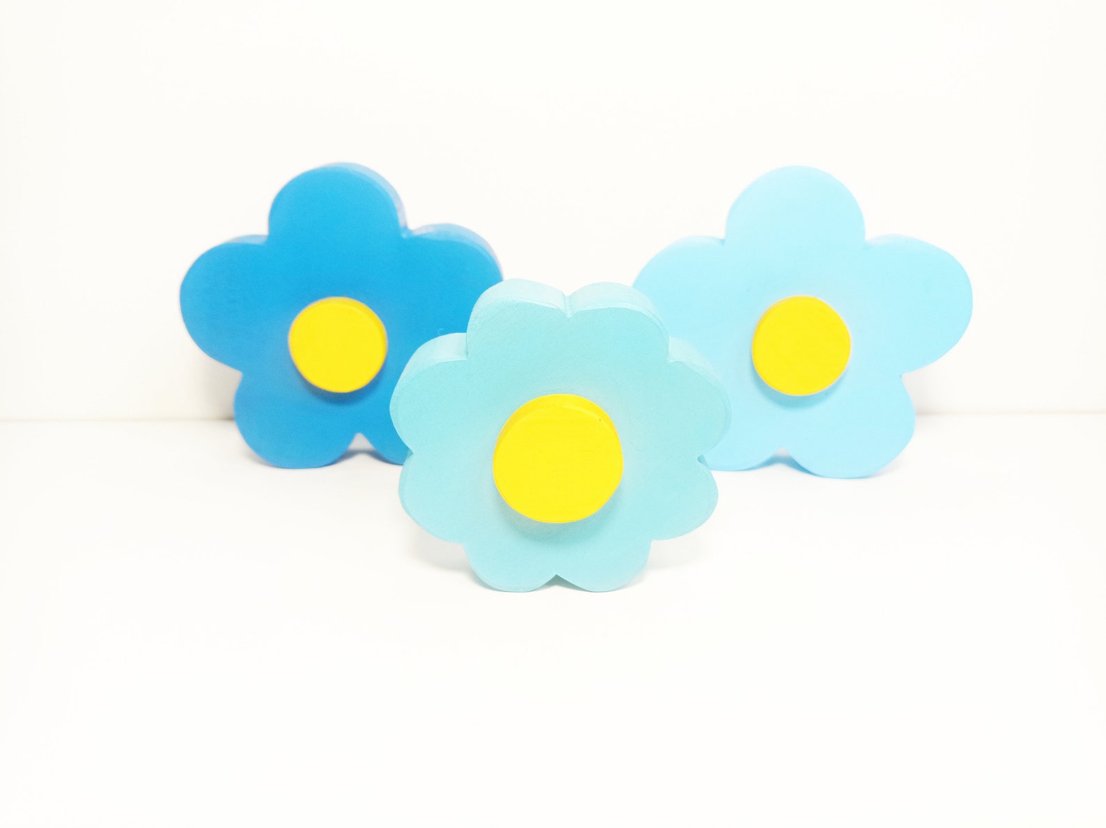 Blue Wood Flowers, Wooden Flowers, Summer Spring Decor, Tiered Tray ...