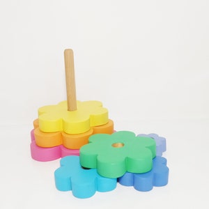 Flower Wooden Pastel Stacker Wooden Flower Stacking Toy Toy - Etsy