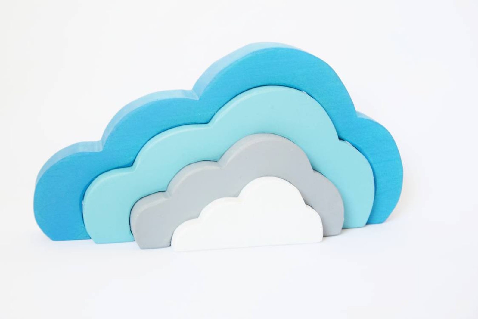 Cloud Stacker, Wooden Stacking Waldorf Inspired Toy, Cloud Toy,nursery ...