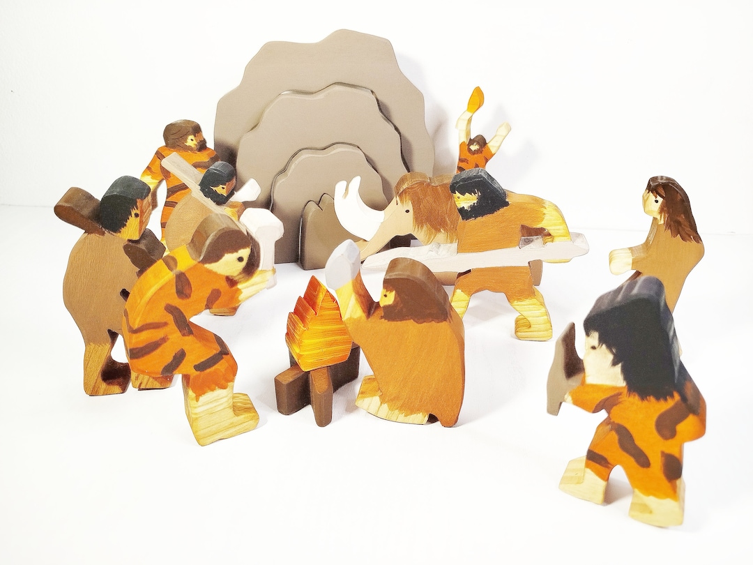 Caveman World 12pcs Wooden Toy Set, Waldorf Wooden Toy, Wooden ...