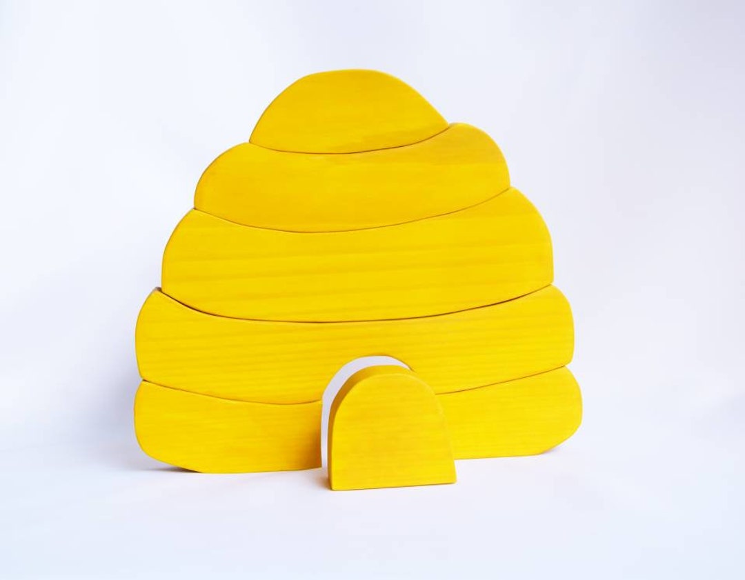 Bee Hive Wooden Toy Stacker, Waldorf Inspired Bee Hive Stacker, Gift ...
