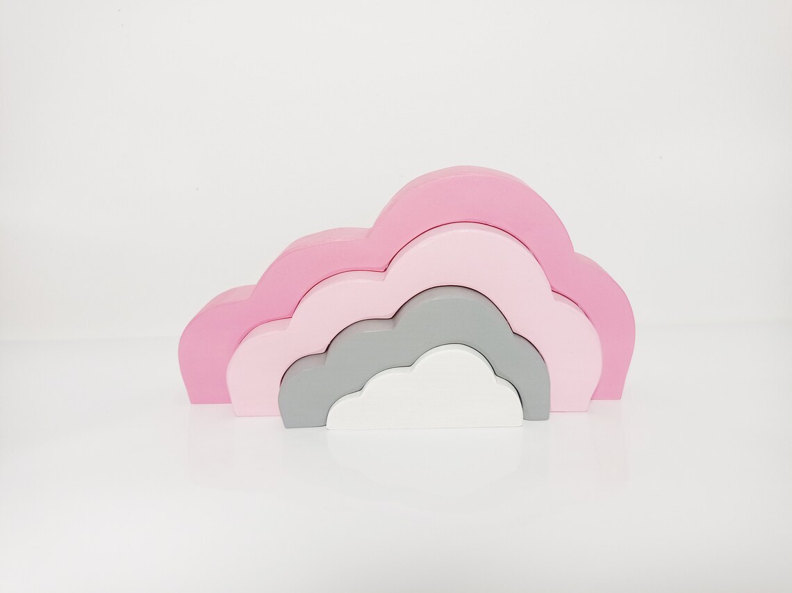 Pink Cloud Stacker Wooden Stacking Waldorf Inspired Toy - Etsy