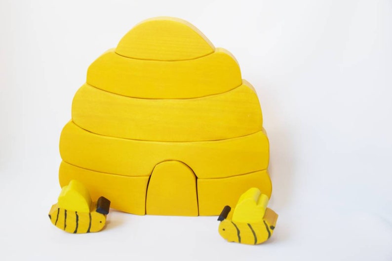 Wooden bee hive beehive toy stacking toy wooden stacker | Etsy