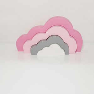 Pink Cloud Stacker, Wooden Stacking Waldorf Inspired Toy, Cloud Toy ...