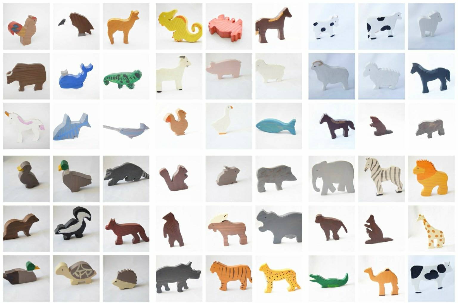 Wooden Animals, Six Animals of Choice, Waldorf Toy, Waldorf Wooden Toy ...