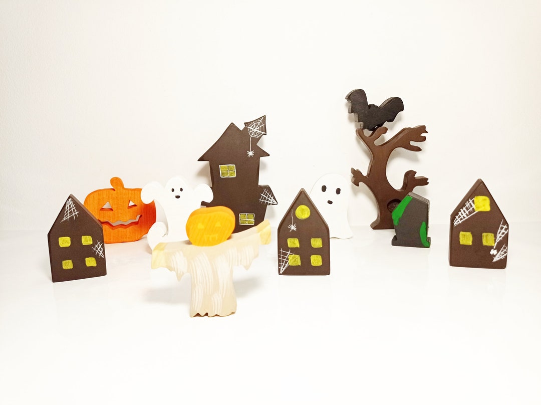 Halloween Ghost Haunted Village Toy Set, Waldorf Inspired Halloween ...