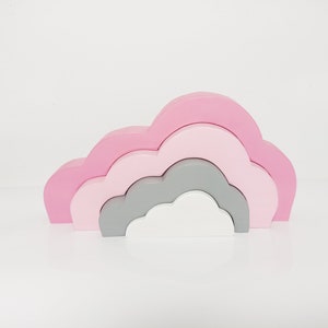 Pink Cloud Stacker, Wooden Stacking Waldorf Inspired Toy, Cloud Toy ...