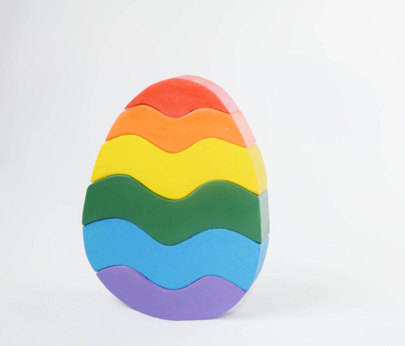 Wooden stacking egg rainbow stacker easter wooden toy | Etsy