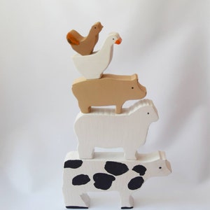 Wooden Stacking Animals Toy Set, Waldorf Wooden Stacking Animals ...