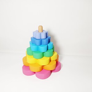 Flower Wooden Pastel Stacker Wooden Flower Stacking Toy Toy - Etsy