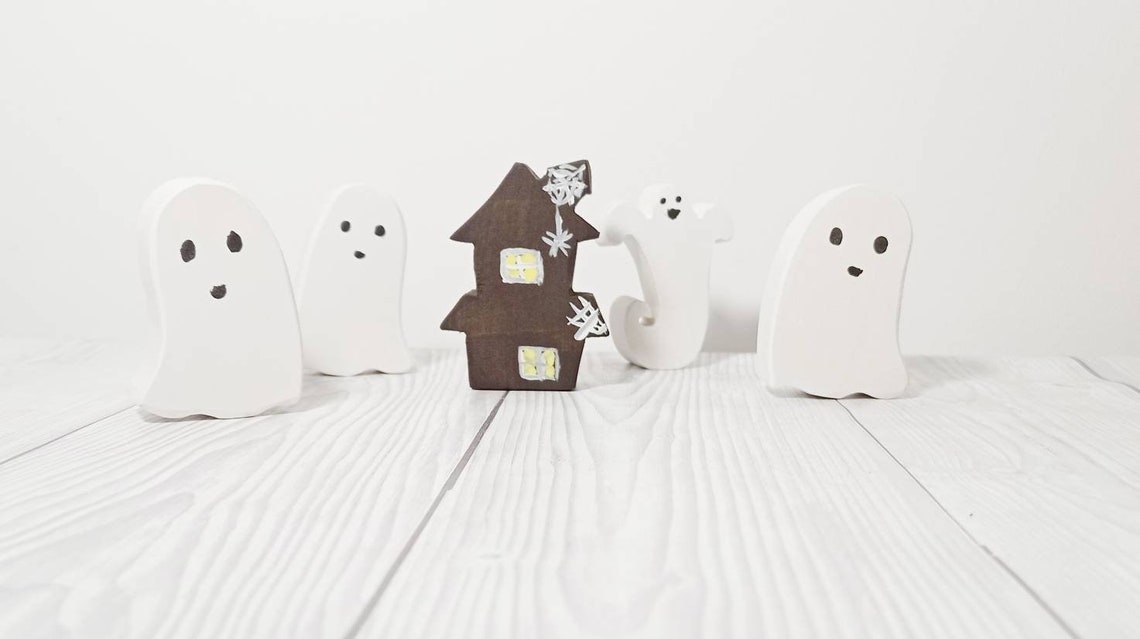 Haunted House With Ghosts Wooden Toy Set, Halloween Wooden Toy, Wooden ...