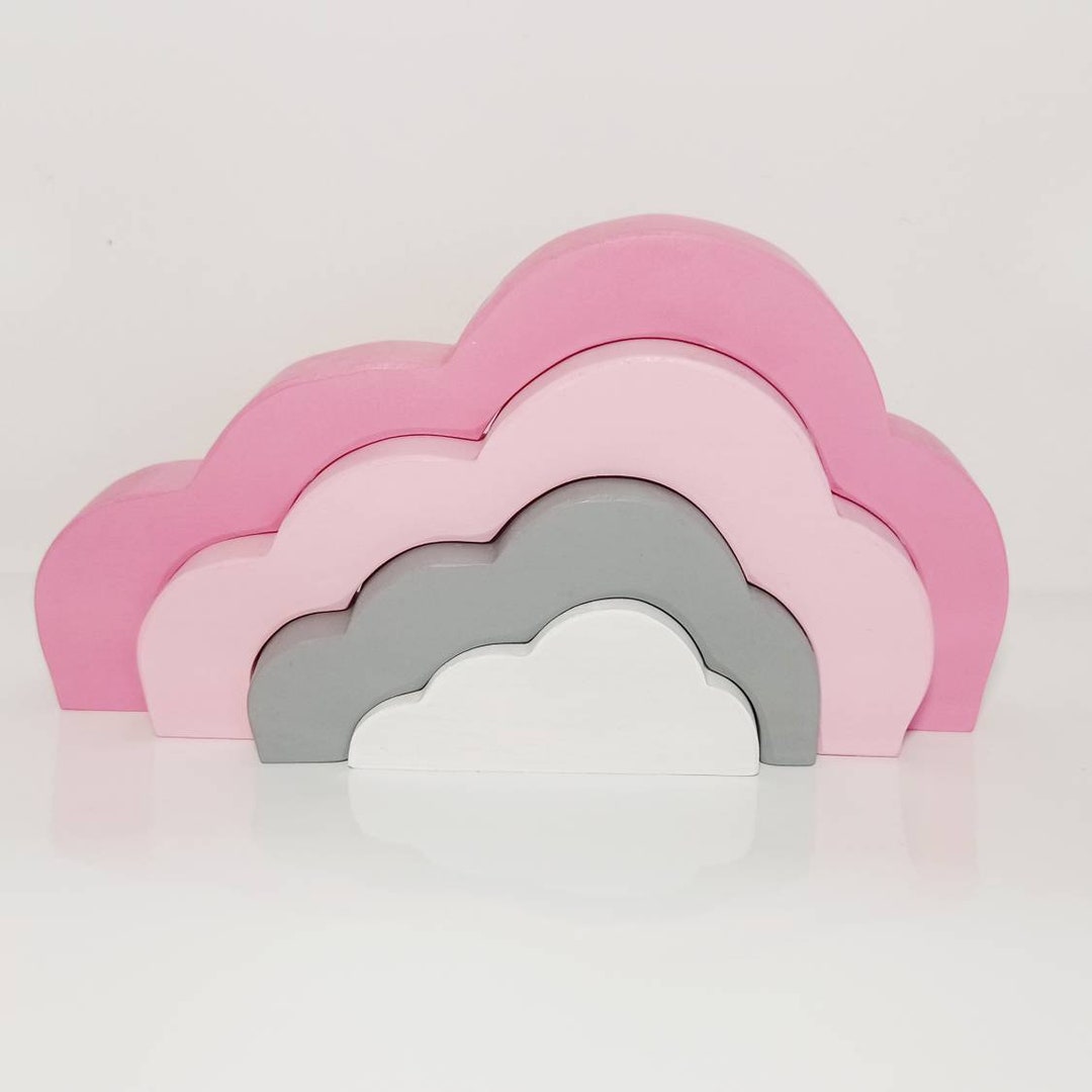 Pink Cloud Stacker, Wooden Stacking Waldorf Inspired Toy, Cloud Toy ...
