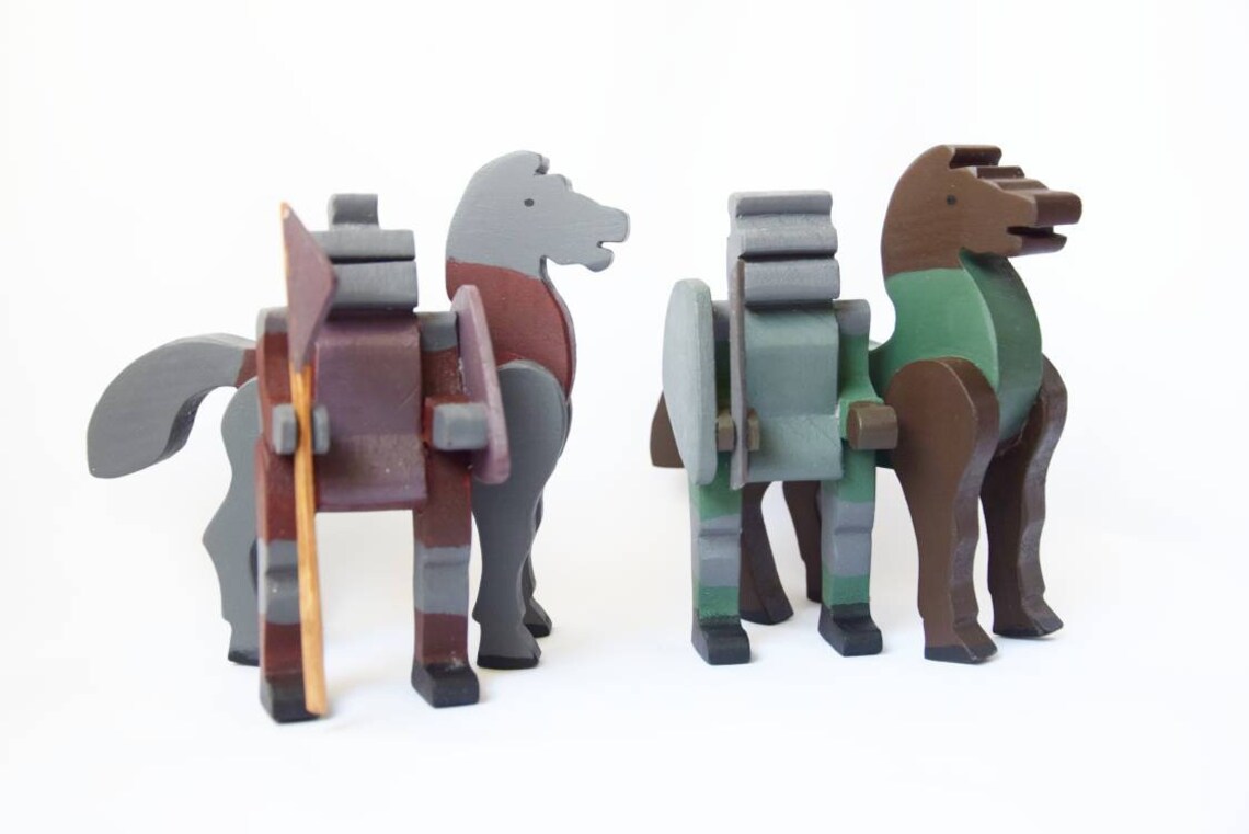 Knights, Knights Toy Set, Knights on Horses, Wooden Toy Set, Waldorf ...