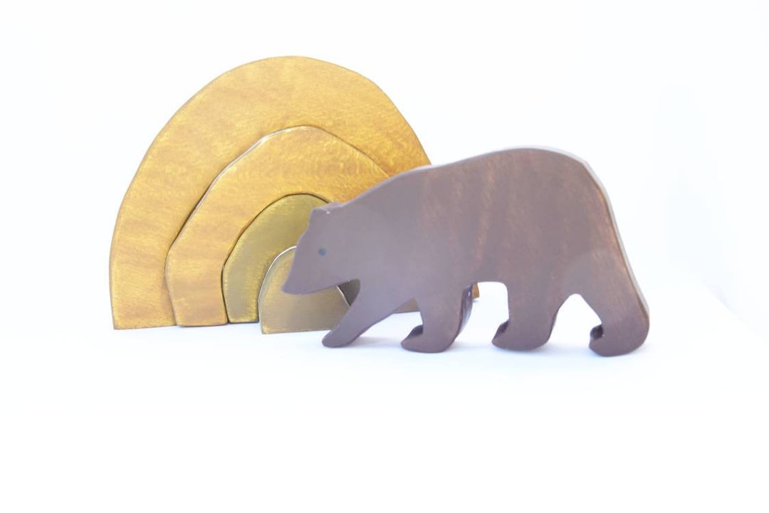 Bear Cave, Wooden Toy Set, Cave Wooden Toy, Waldorf Bear, Wooden ...