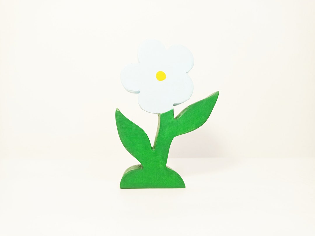 Light Blue Flower Wooden Toy, Waldorf Toy Flowers, Open Ended Toys ...