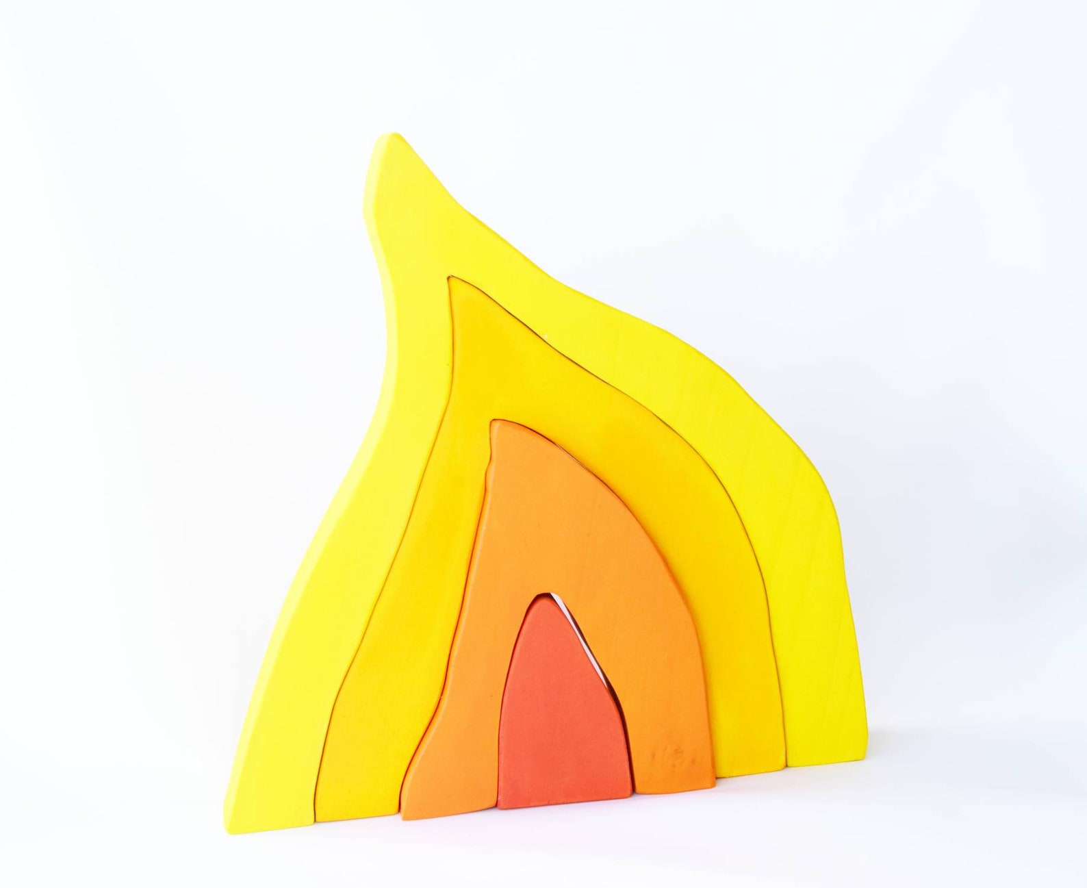 Fire Stacker, Wooden Stacking Toy, Wooden Stacker, Nesting Toy, Fire ...