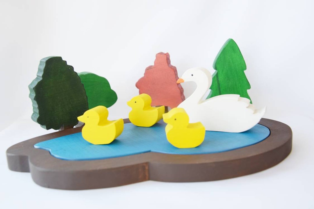 Pond With Swan and Ducks, Wooden Pond, Waldorf Lake Toy, Woodland ...