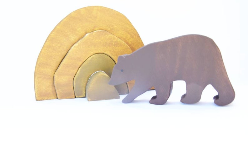 Bear Cave Wooden Toy Set Cave Wooden Toy Waldorf Bear - Etsy