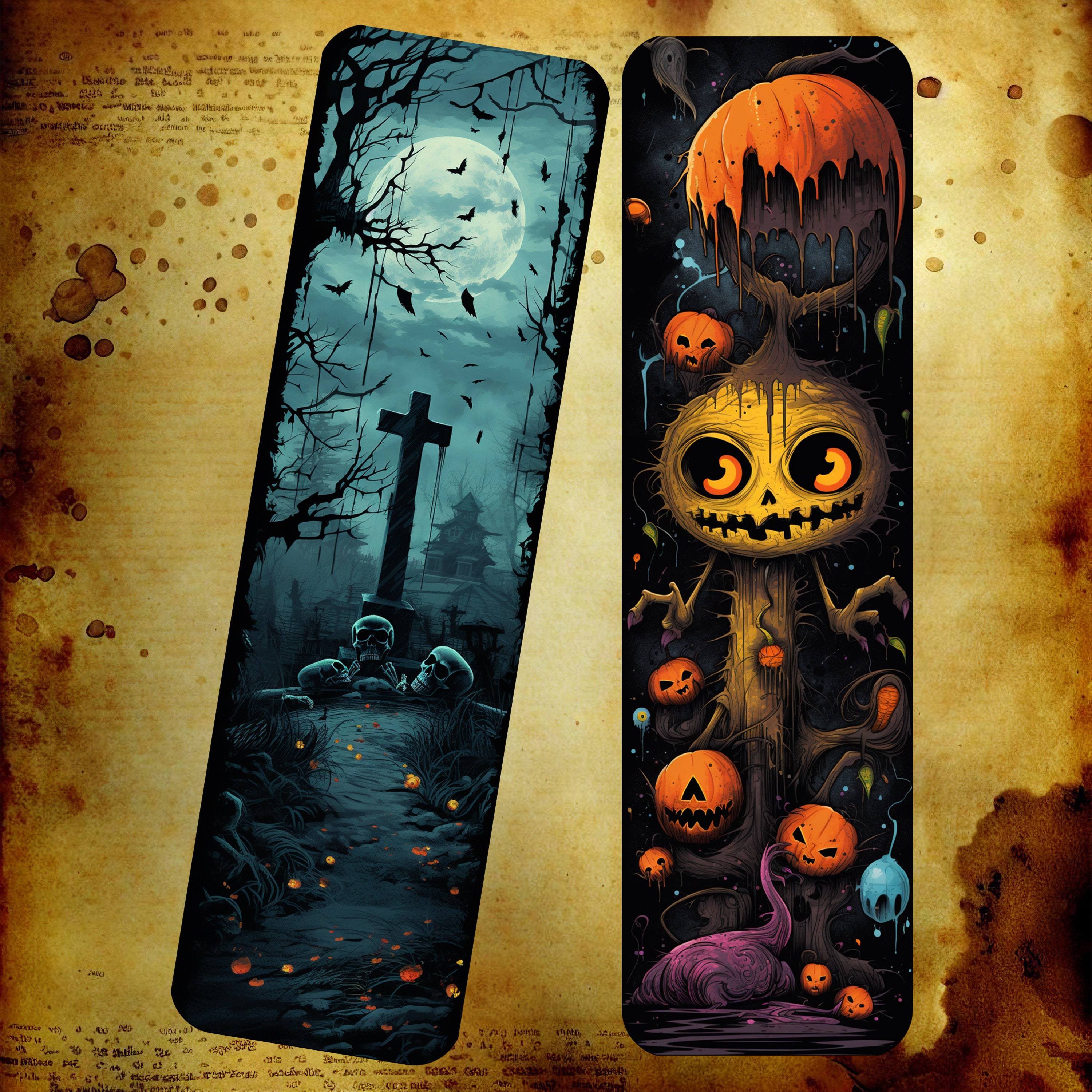 Halloween Bookmark Set, Printable Halloween Bookmarks, PNG Jpeg Digital ...
