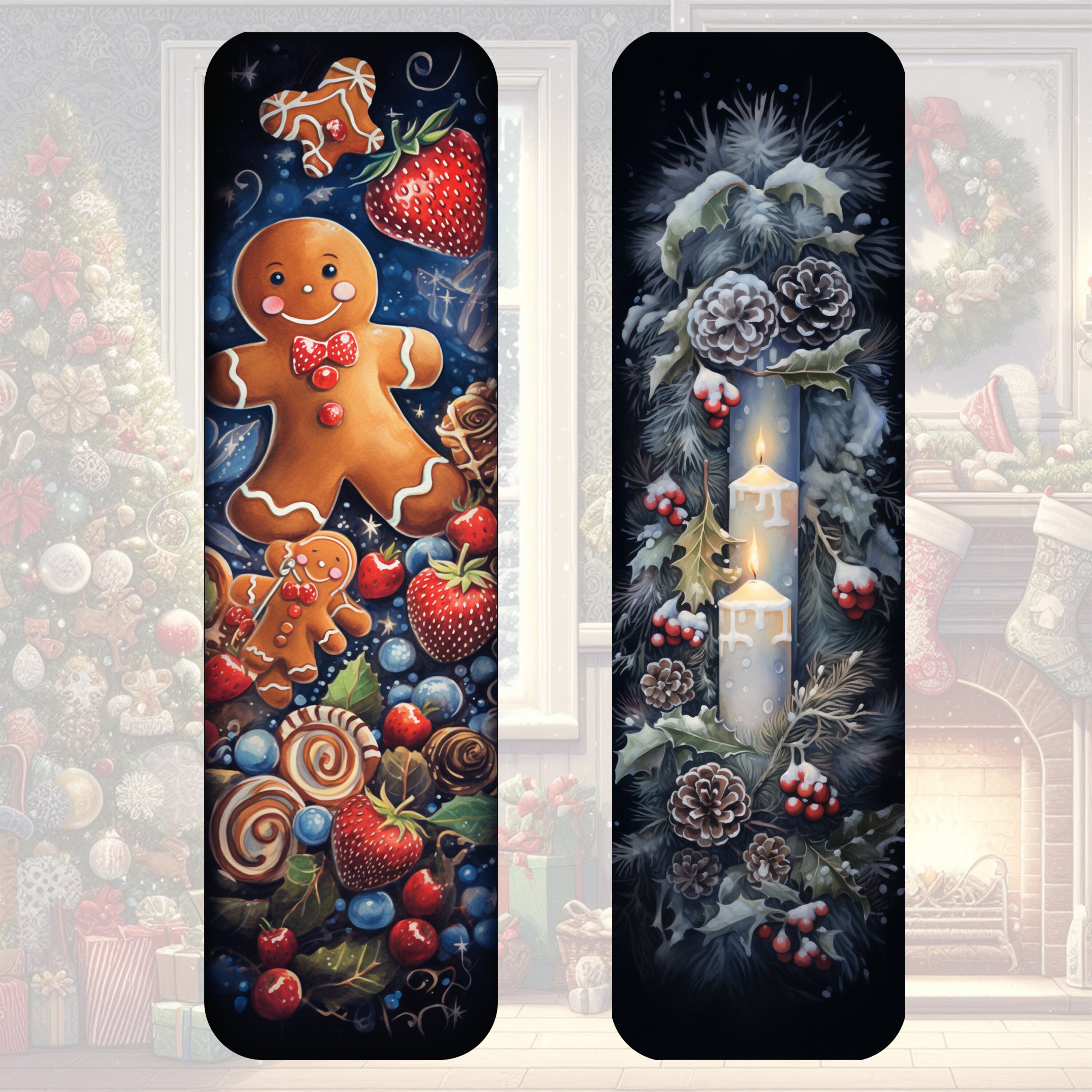 Christmas Bookmark Set, Printable Christmas Bookmarks, Digital Download ...
