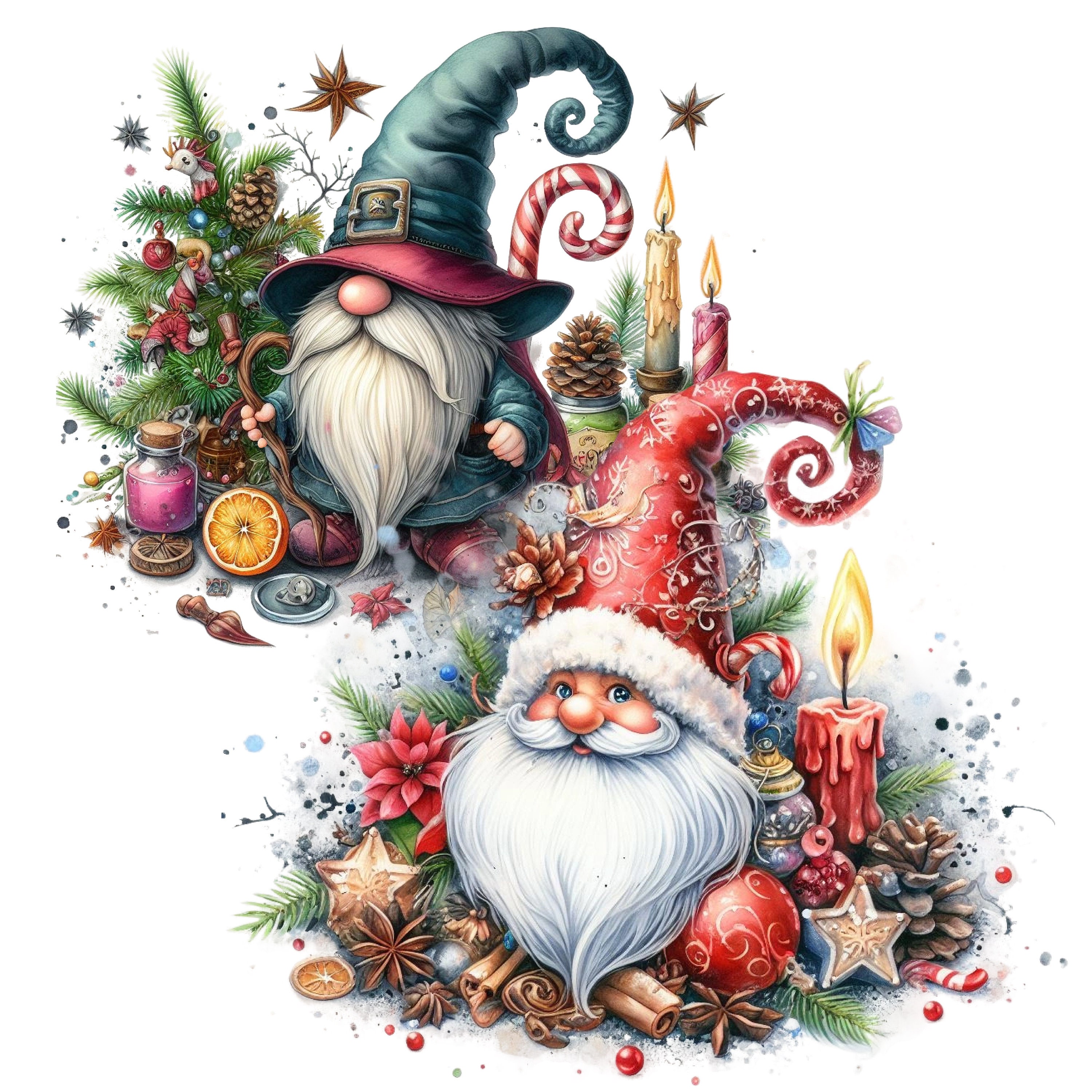 Merry Christmas, Gnome Clipart, Digital Download, Card Making, Digital ...